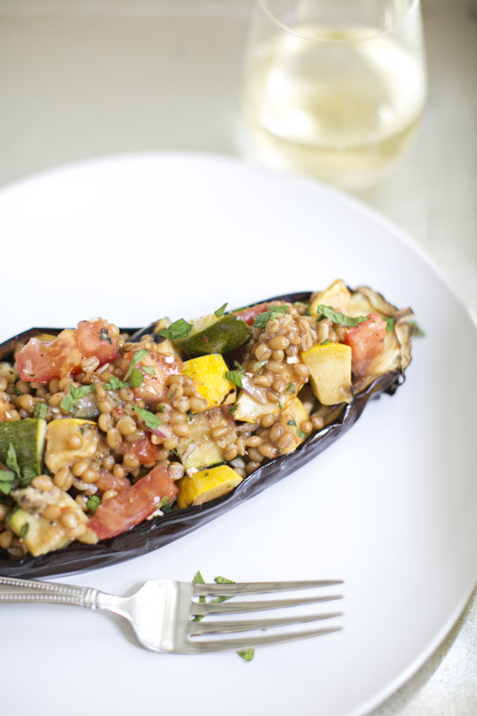 Recipe: Ratatouille Stuffed Eggplant with Squash, Greens & Farro ...